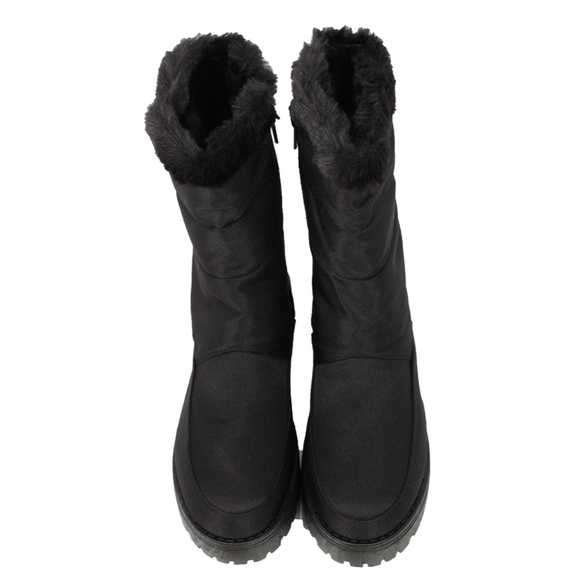 BAMBOO | Shoes | Black Puffer Nylon Fabric Mid Calf Winter Boot | Poshmark